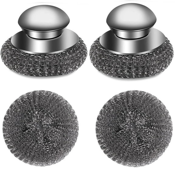 Steel Wool Scrubber with Replacement Wire Pads Set, Stainless Steel ...