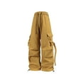 Hvot&aat Women's Cargo Pants Casual Drawstring Jogger Solid Color Wide Leg Parachute Pants with ...