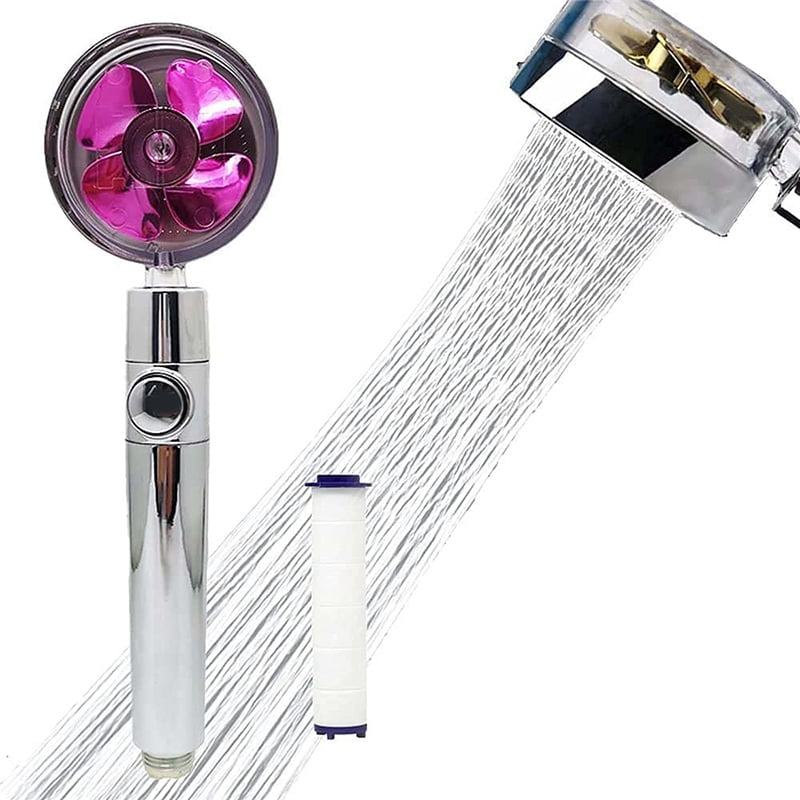 Ckcl 360° Power Shower Head Water Saving Flow Rotating With Small Fan