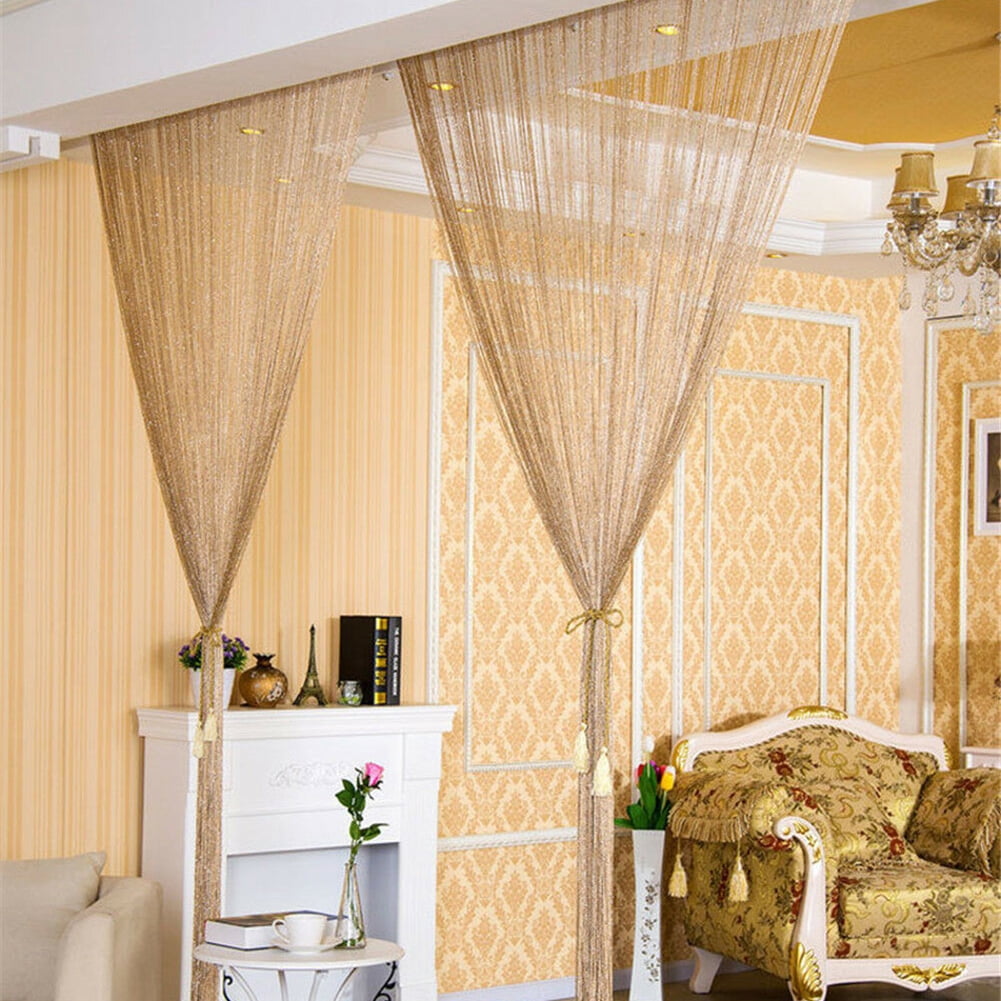 Jangslng Beaded Flash Tassel Shiny String Curtain Door Room Window ...