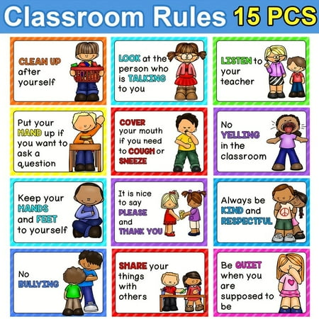 15pcs A4 Classroom Rules Posters - Perfect for Preschool, Home, Middle ...