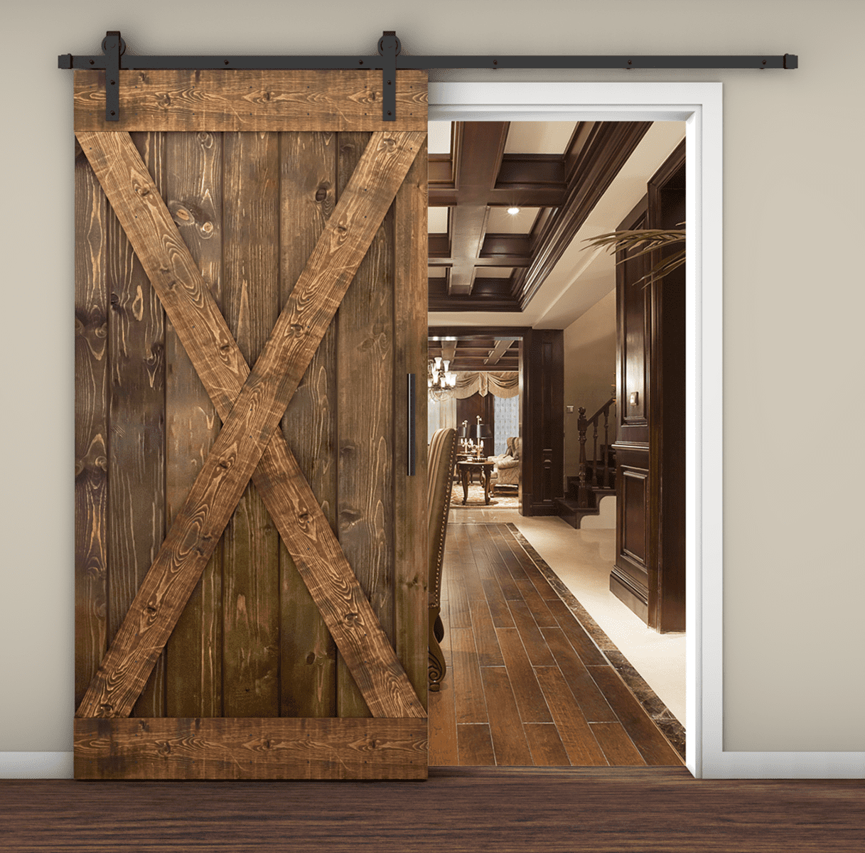 Essencaliy 42in x84in Solid Wood Barn Door, Made-in-USA Farmhouse ...