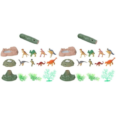 HTCM 2 Sets Miniature Dinosaur Toy Set Mini Plastic Dinosaur Figure ...
