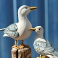 2pcs Wooden Seagull Figurine Sea Bird Sculpture Bird Statue Craft ...