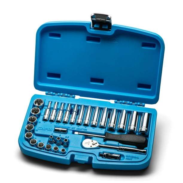 Capri Tools 1/4 in. Drive 12-Point Socket Set, 4 to 15 mm, Shallow and ...