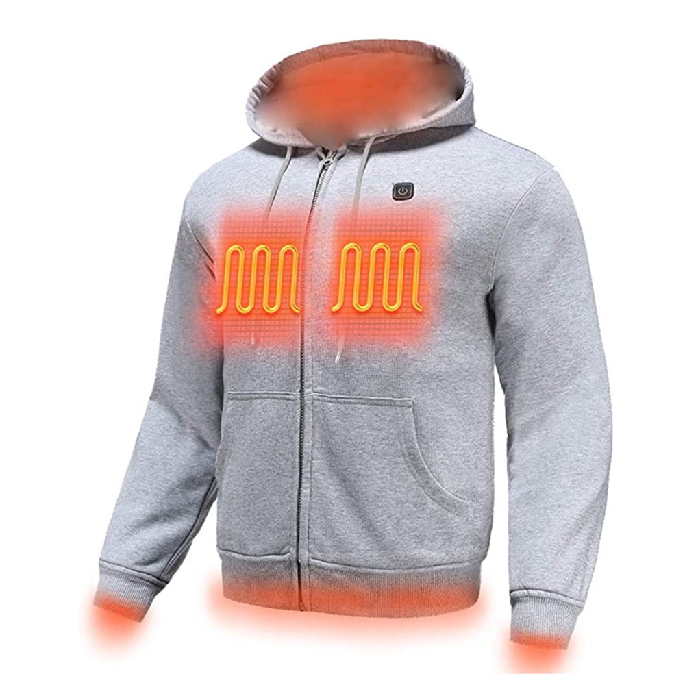 USB charging Heated Hoodie Jacket for Men and Women Heat Men's Silver ...