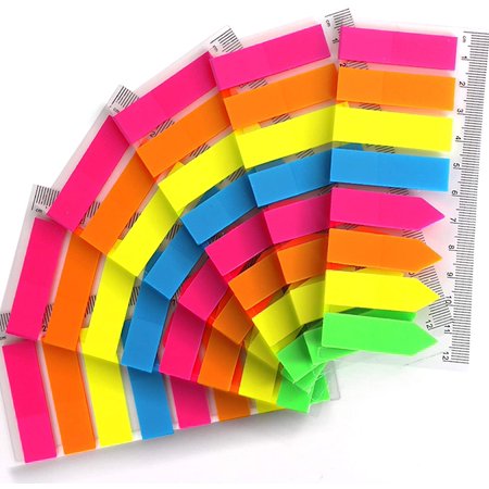 960 Pieces Neon Page Markers, 6 Sets Translucent Page Flags Fluorescent ...