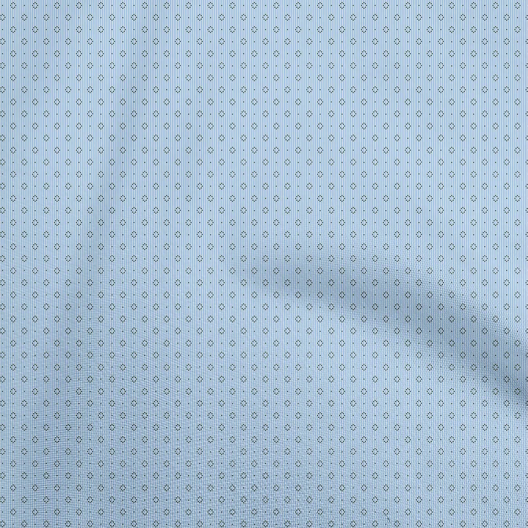 oneOone Viscose Chiffon Baby Blue Fabric Stripes Fabric For Sewing ...