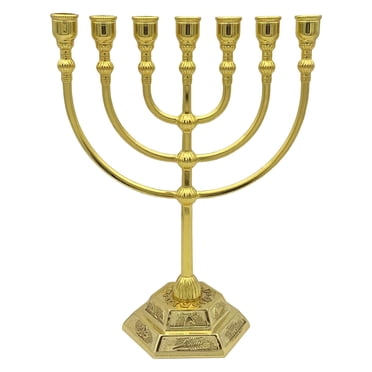 Hanukkah Menorah Traditional 7 Branch Candle Holder Vintage Metal ...