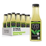 Lipton Pure Leaf Unsweetened Real Brewed Green Iced Tea, 18.5 fl oz, 12 ...