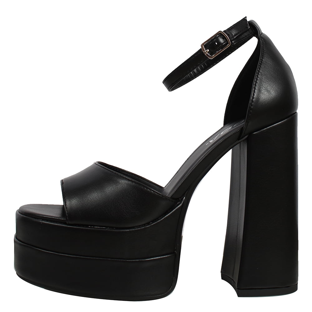 Soda Women's Faux Leather High Platform Chunky Block Ankle Strap Heel ...