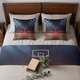 Bed Runner for Queen Size Bed, Basketball Court 3 Pcs Bedding Runner ...