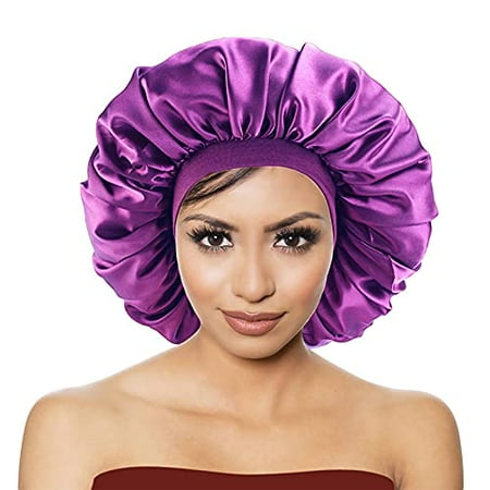 Large Satin Bonnet for Curly Hair Sleeping with Elastic Band Big ...