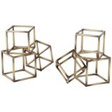 Studio 55D Tricube Antique Brass Finish 7 1/2" High Geometric Bookends ...