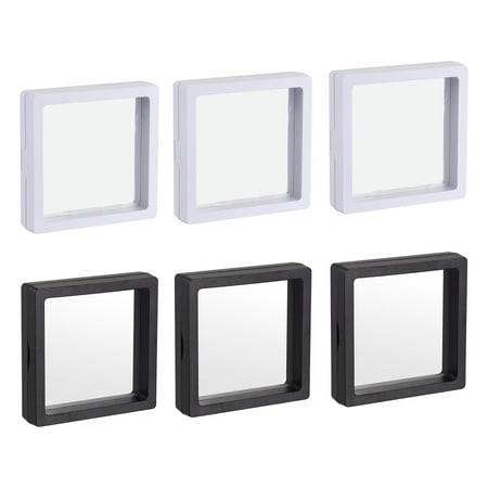 Floating Thin Film Display Box ABS Frame Case 9cmx9cmx2cm Black White ...