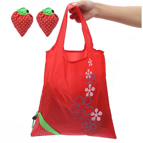 2 reusable collapsible tote bags for groceries (strawberry) - Walmart.ca
