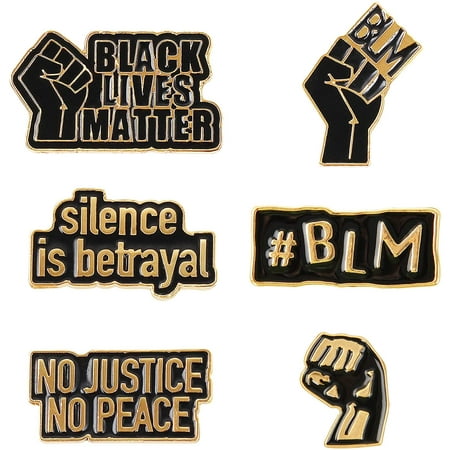 Black Lives Matter 4/6 pc BLM Raised Fist Anti Racism Solidarity Enamel ...