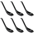 6 Pcs Japanese Style Long Handle Soup Spoons for Restaurants, Black ...