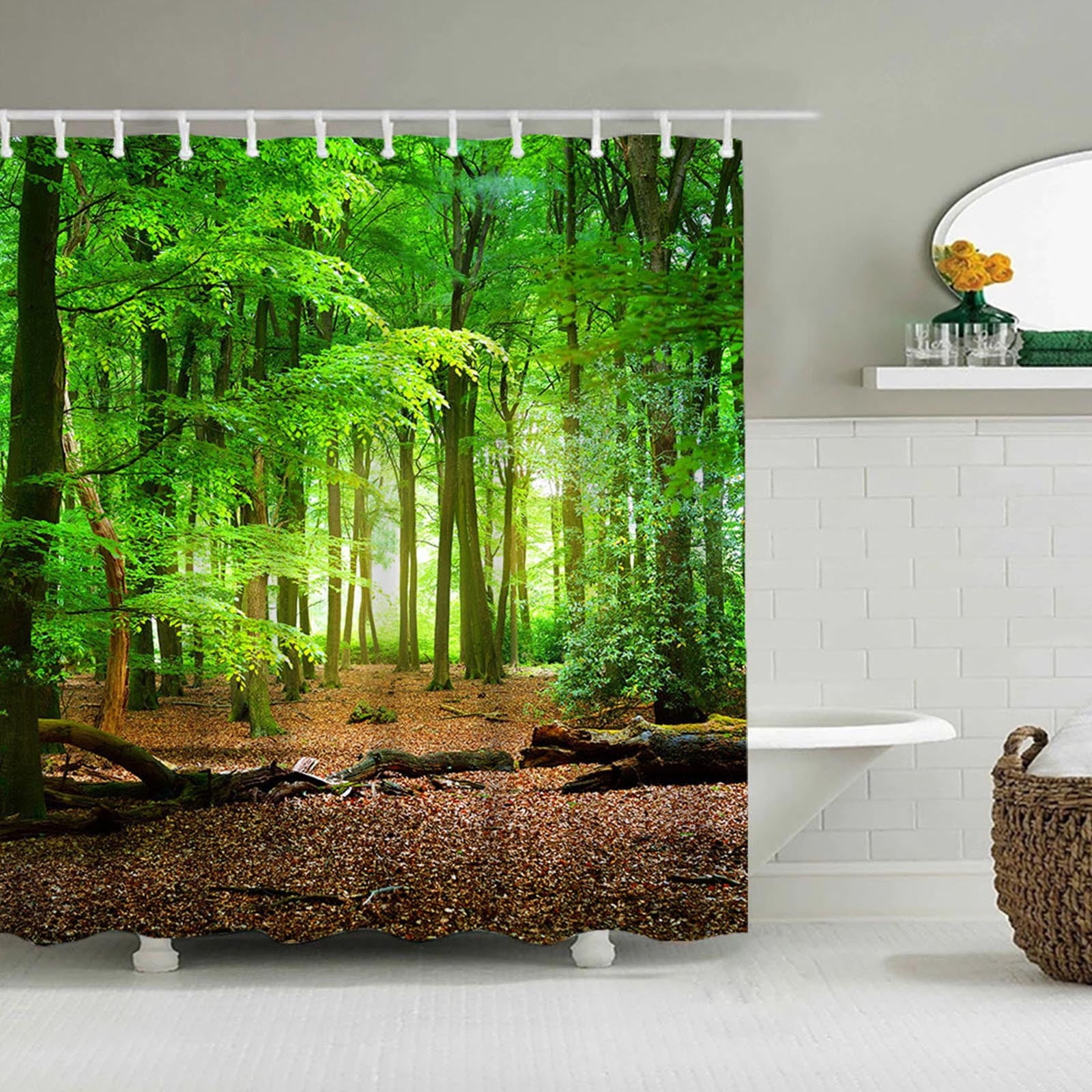 Click here for Eqwljwe Forest Tree Shower Curtain forest Scenery... prices