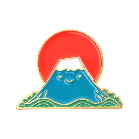 Sea Wave Mount Fuji Landscape Enamel Pins Japanese Style Brooches ...