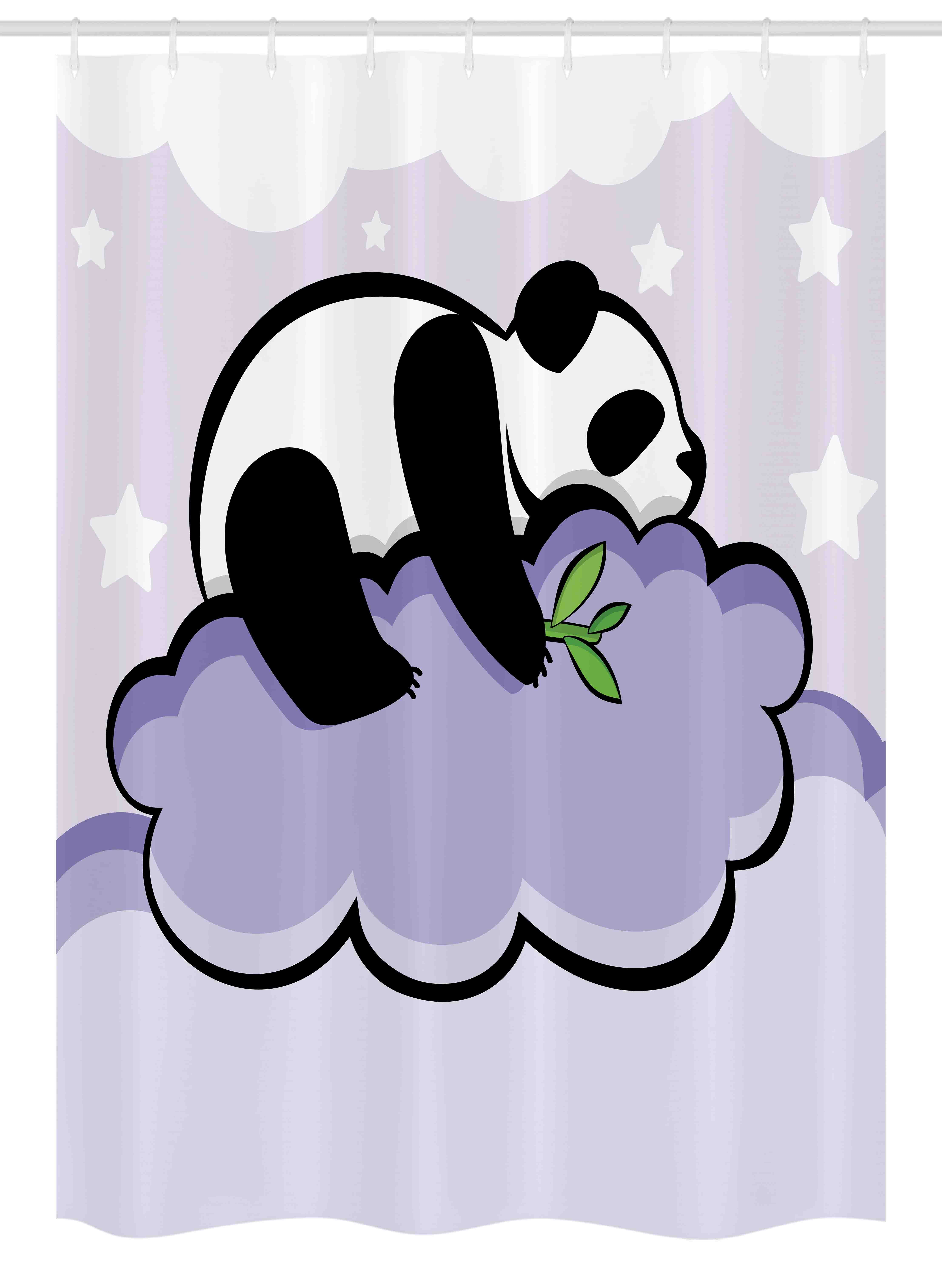 Panda Stall Shower Curtain, Panda Bear Sleeping on Cloud in Starry ...