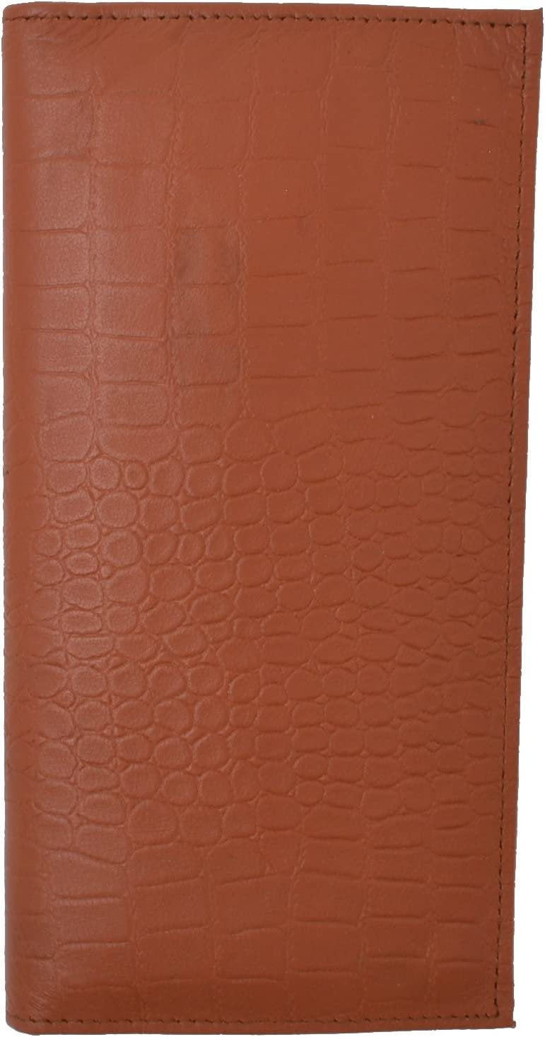 Marshal Genuine Leather Slim Crocodile Checkbook Cover RFID Tan ...