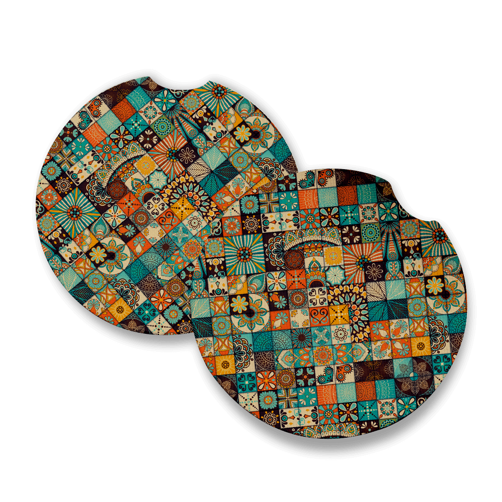 Bohemian 2 | Car Coasters for drinks Set of 2 | Car Coaster measures 2. ...