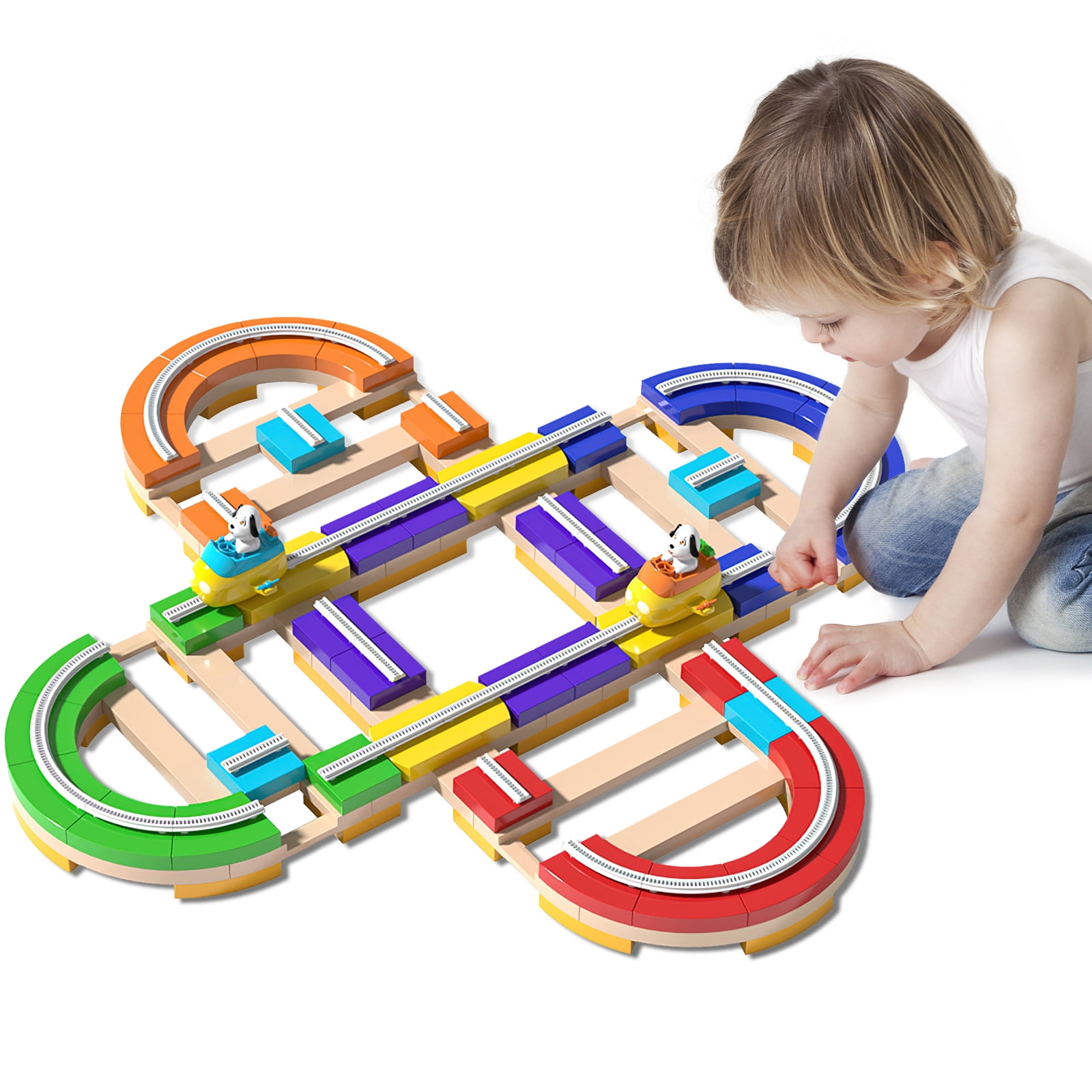 Fisca DIY Large Track Changing Puzzle Race Cars Tracks Toys for Kids ...