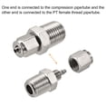 Uxcell Stainless Steel 1/4PT Male Thread x 4mm OD Tube Compression Tube ...
