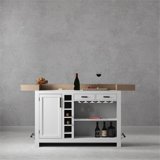 Pemberly Row Modern Wood Bar with Quartz Insert in White/Natural ...