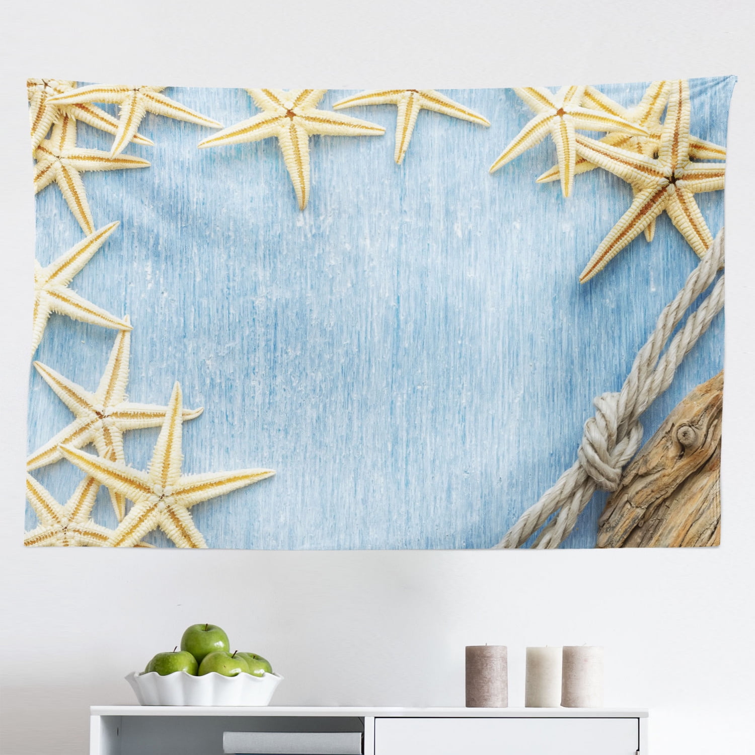 Seashells Tapestry, Sea Shells on Timber Pattern Tropical Honeymoon ...