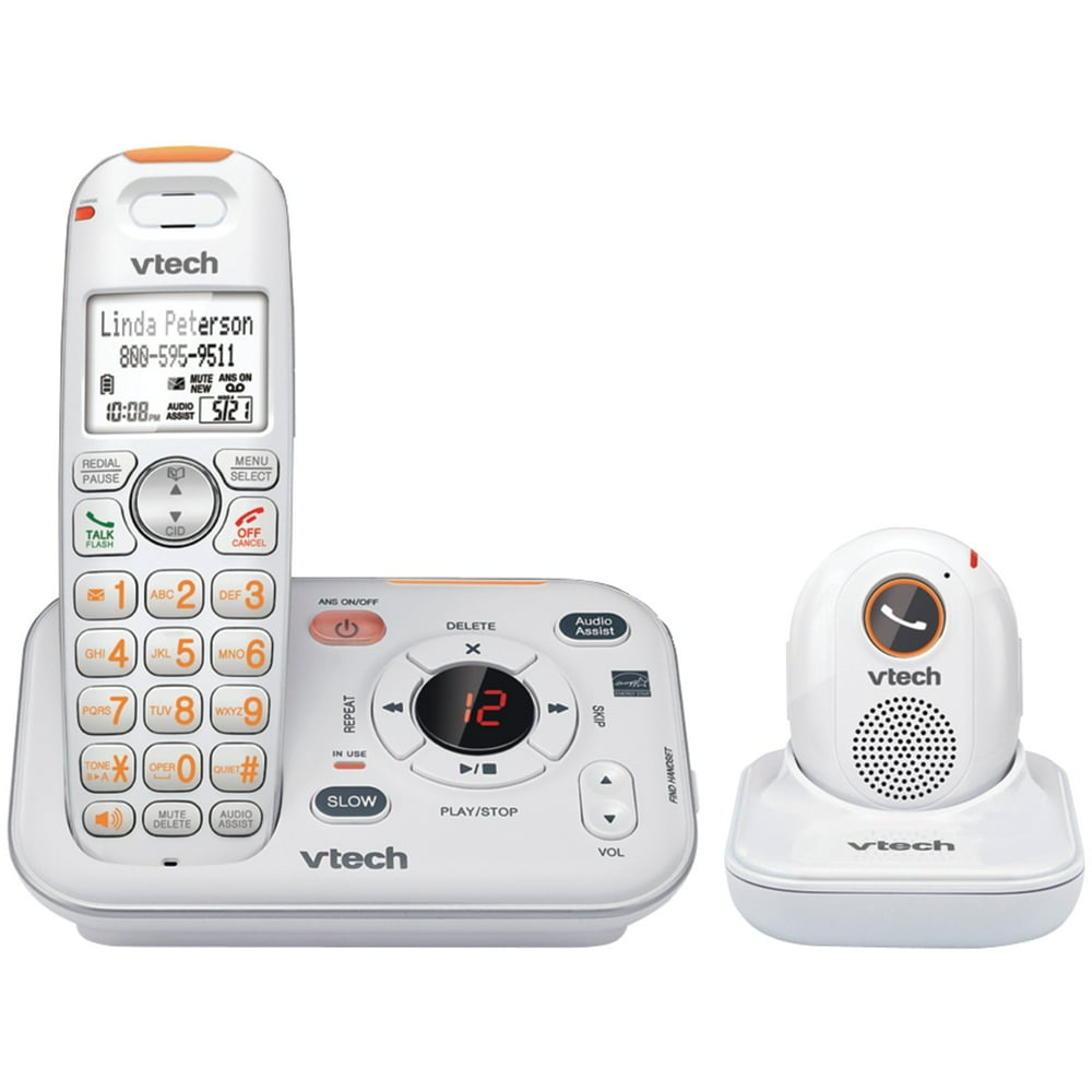 Vtech Sn6187 Careline Cordless Answering System With Portable Pendant ...