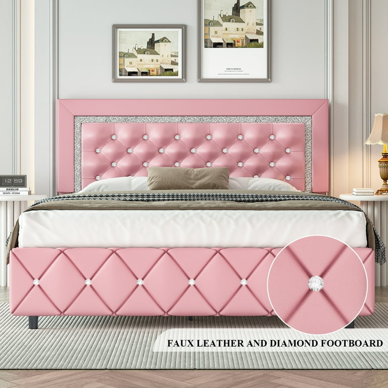 4 Ever Winner Full Size Bed Frame Pink Full Size Bed Frame with Headboard and Footboard Pink