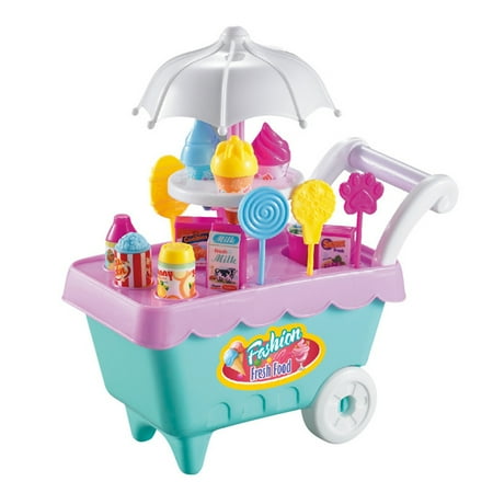 Kids Ice Cream Candy Cart Toy Pretend Play Food Dessert and Cash ...
