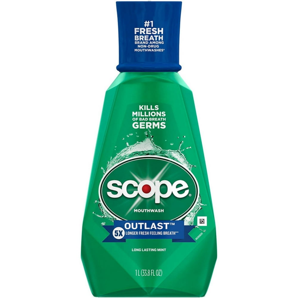 SCOPE Outlast Mouthwash, Long Lasting Mint 33.80 oz (Pack of 2 ...