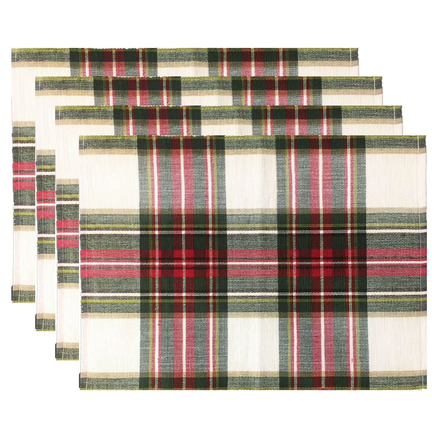 Click here for Fabstyles Celebration Plaid Cotton Placemats Set O... prices