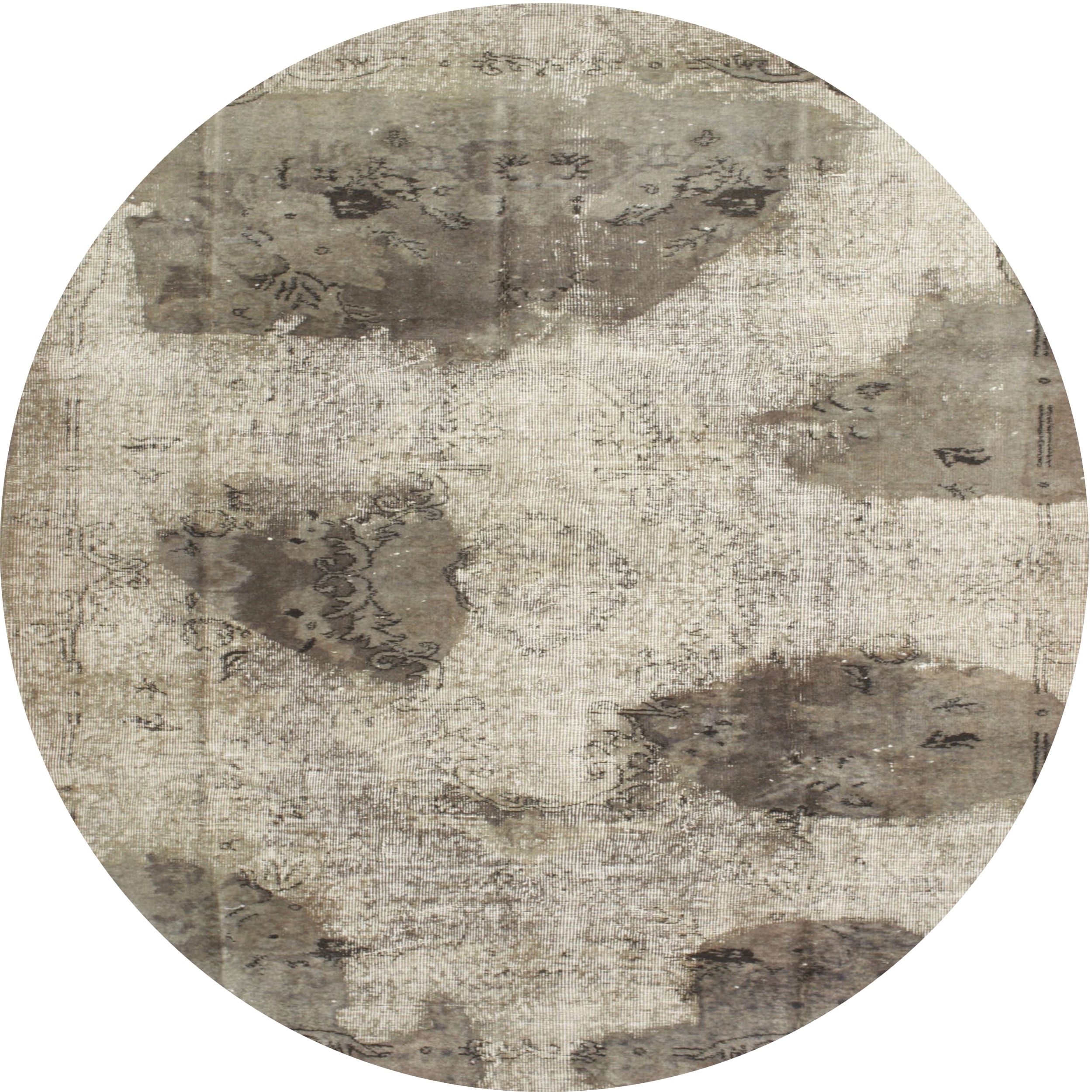 Ahgly Company Indoor Round Contemporary Khaki Green Abstract Area Rugs ...