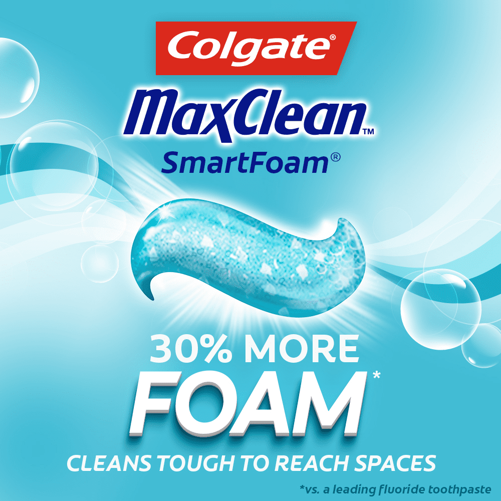 Colgate Max Clean with Whitening Foaming Toothpaste, Effervescent Mint ...