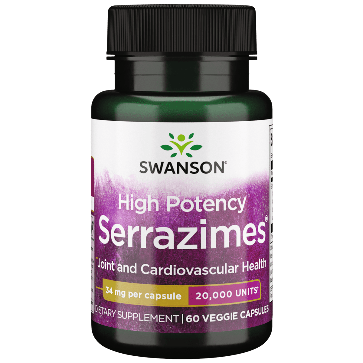 Swanson High-Potency Serrazimes 20,000 Units 34 mg 60 Veggie Capsules ...