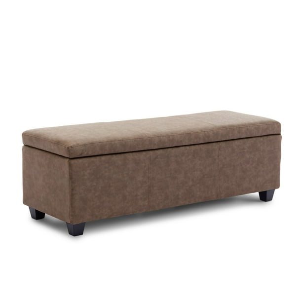 BELLEZE Storage Ottoman Bench Footstool - Amherst (Rustic Brown ...