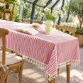 Tablecloth Striped Fringe Table Cloth Rectangular Tableclothston Linen ...