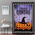 Bathroom Shower Curtain Halloween Pumpkin Ghost Witch Hat Crow ...