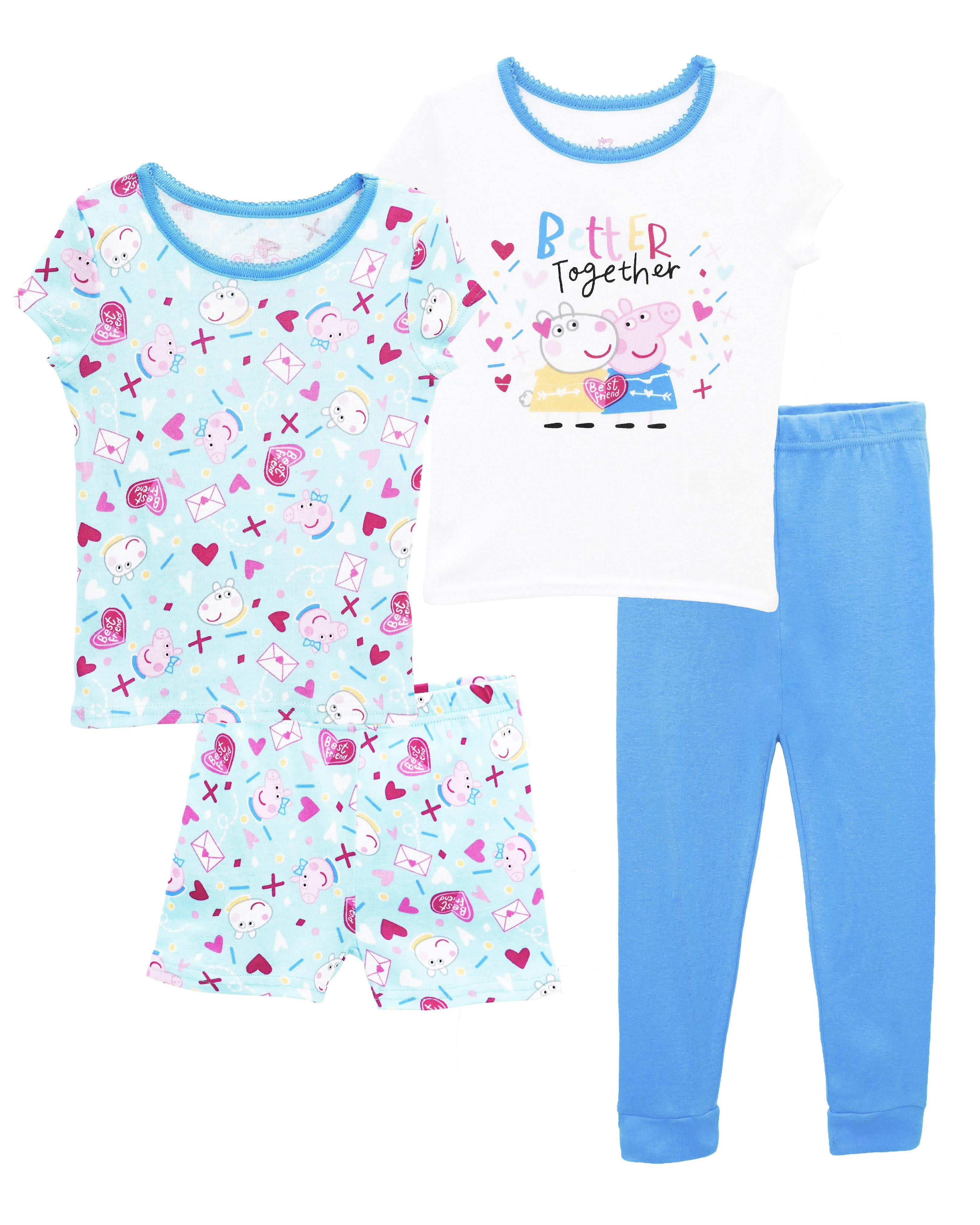 Peppa Pig Big Girls Four-Piece Pajama Set Female 2T-4T, Blue, Size: 3T ...