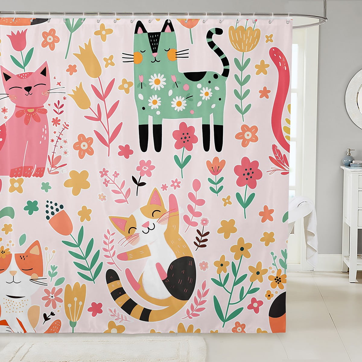 Click here for Erosebridal Cat Bath Curtain 72X84 Cat Flower Show... prices