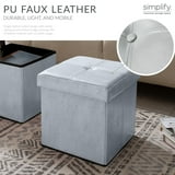 Simplify Faux Leather Folding Storage Ottoman Cube in Gray - Walmart.com