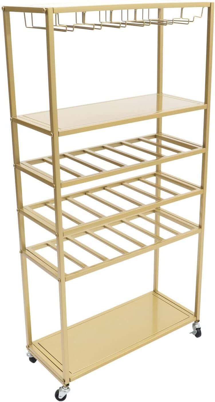 MONIPA 5 Tier Metal Wine Cabinet with Wheels Wine Rack Freestanding ...