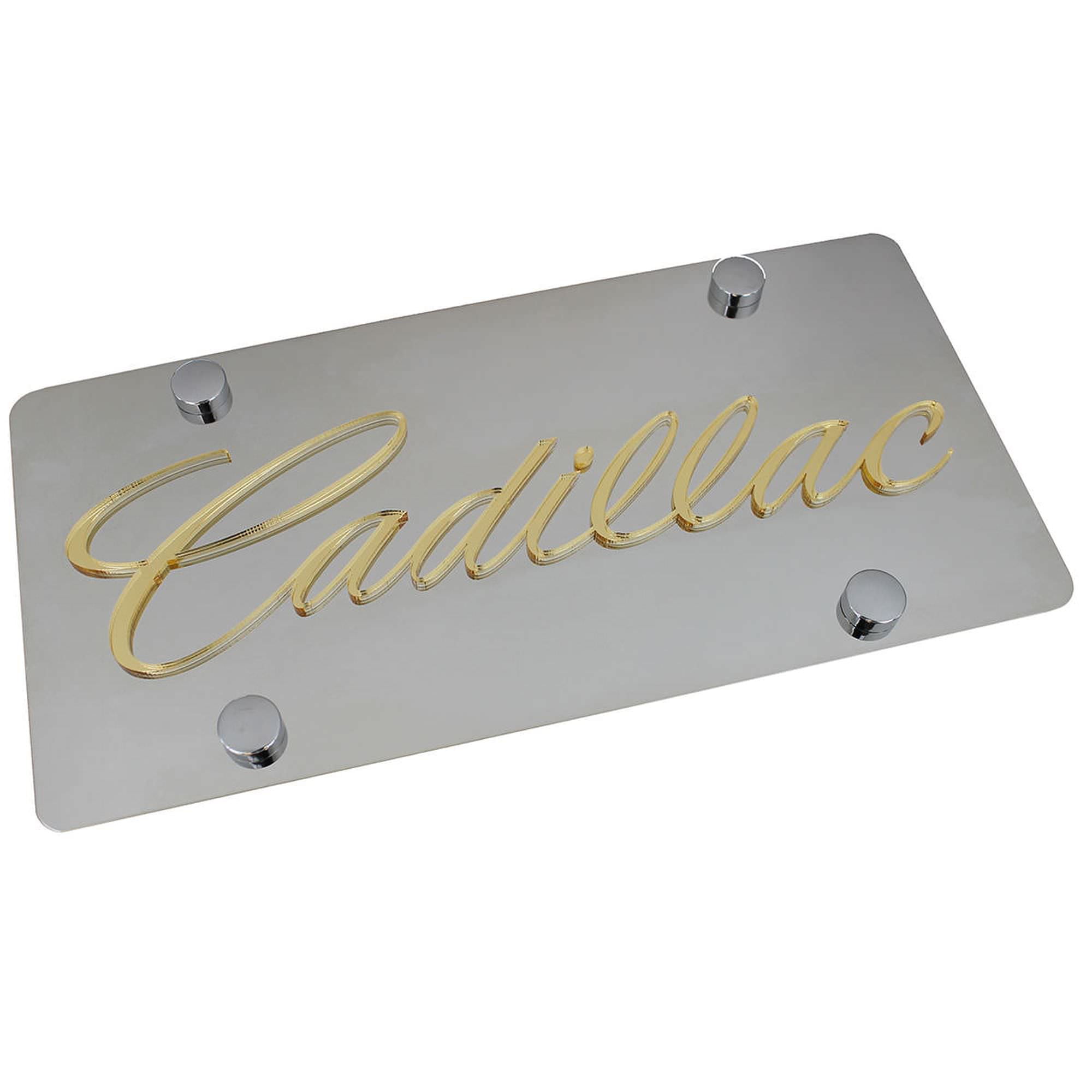 Cadillac Script License Plate (Gold on Chrome) - Walmart.com