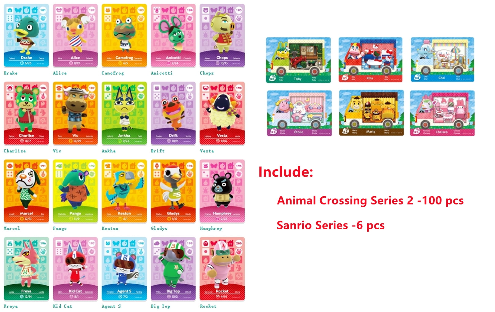 Buy Animal Crossing Amiibo Cards - Series 2, 106-Pcs Sanrio series + New Horizons Villagers ...