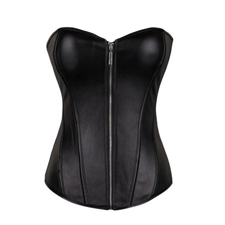 cueiha Corsets for Women Punk Rock Faux Leather Zipper Corset Retro ...