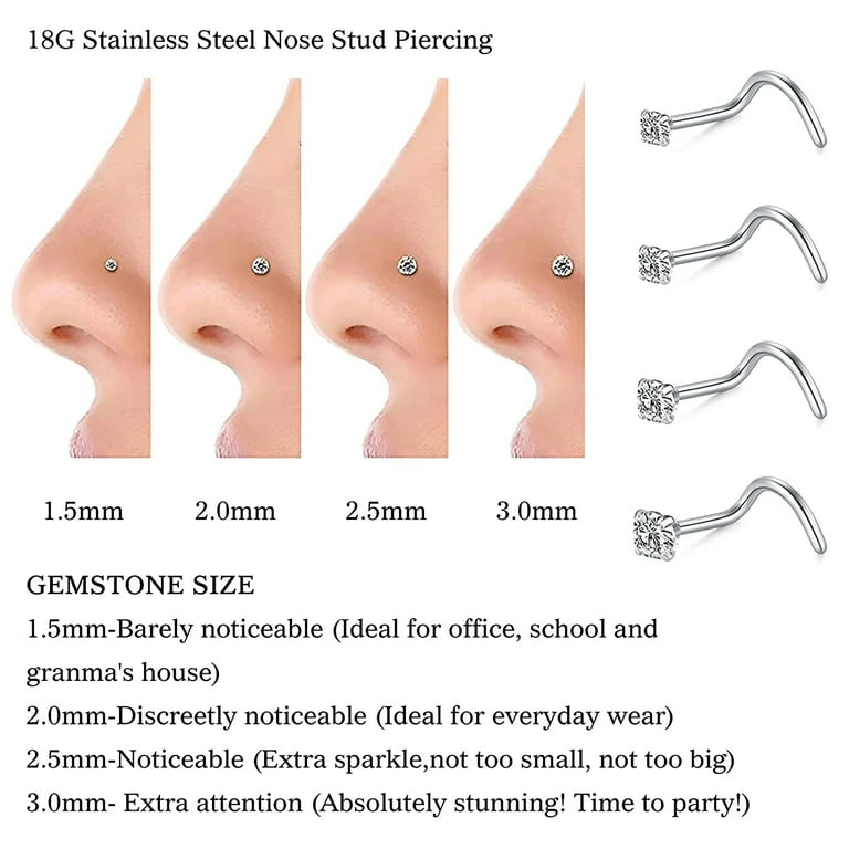 Nose Piercing Stud Sizes Chart